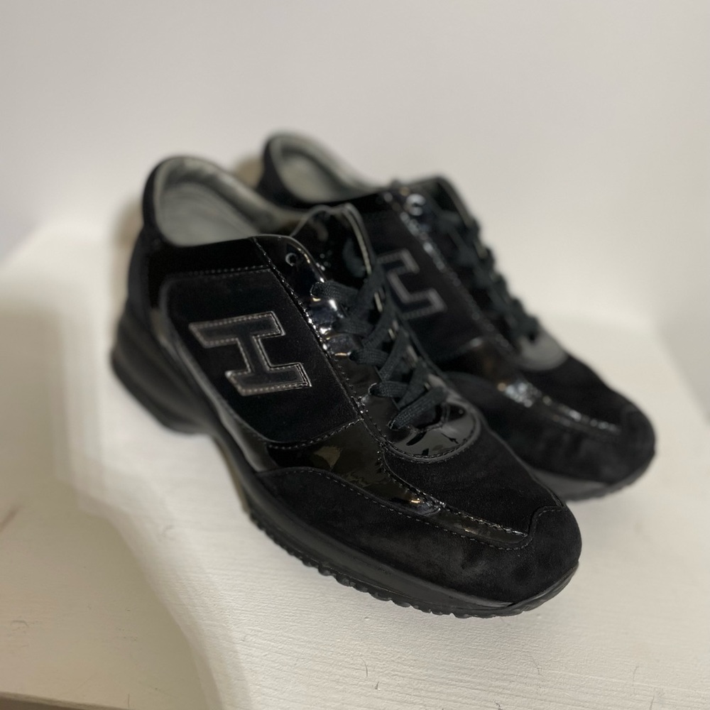 Hogan Womens Interactive Flock Black Patent And Suede… - Gem